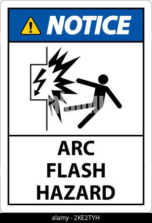 Notice Arc Flash Hazard Sign On White Background Stock Vector Image ...