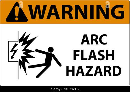 Warning Arc Flash Hazard Sign On White Background Stock Vector Image ...