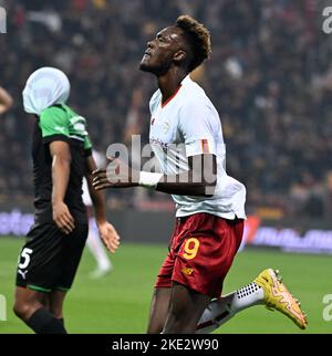 Reggio Emilia, Italy. 9th Nov, 2022. Roma's Tammy Abraham celebrates ...