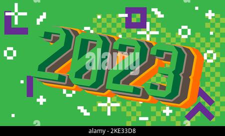 2023. Pixelated number with geometric graphic background. Vector ...