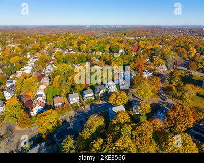Arlington Heights suburban landscape aerial view in spring in historic ...