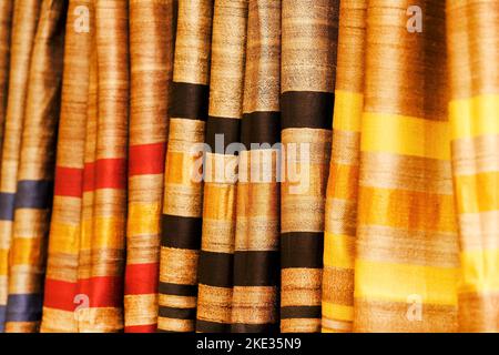 Pallet of vivid and colorful Indian fabric, India textile Stock Photo ...