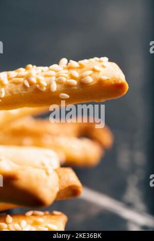 Grissini with Sesame Seeds, also known as breadsticks, grissino, or ...