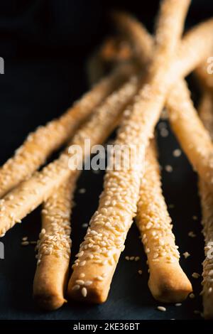 Grissini with Sesame Seeds, also known as breadsticks, grissino, or ...