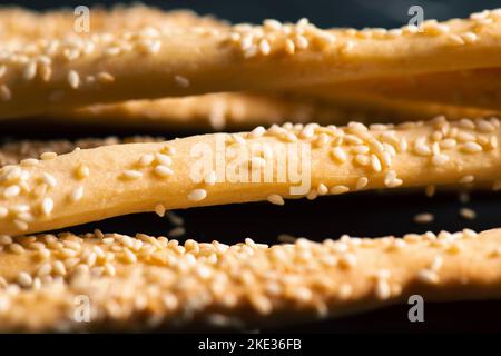 Grissini with Sesame Seeds, also known as breadsticks, grissino, or ...
