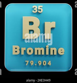 3d render of atom structure of bromine isolated over white background ...
