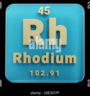3d render of atom structure of rhodium isolated over white background ...