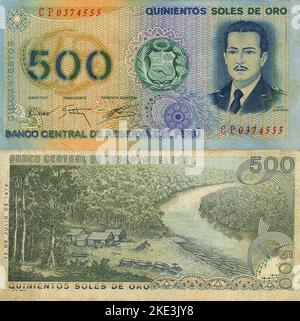 5 soles de oro bank note. Soles de oro is the national currency of Peru ...