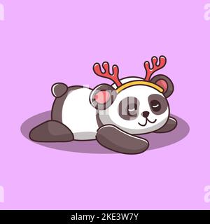 Funny panda character lies isolated vector illustration Stock Vector ...
