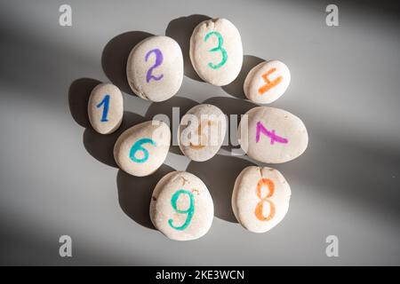 Colorful stones signed by numbers, an alternative method of children ...