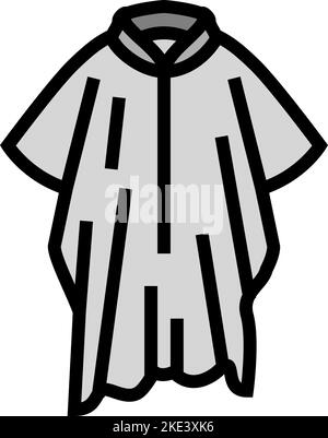 Cloak coat technical fashion illustration with hood, oversized trapeze ...