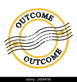 OUTCOME text written on yellow-black round stamp sign Stock Photo - Alamy