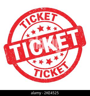 TICKET text written on red trapeze stamp sign Stock Photo - Alamy