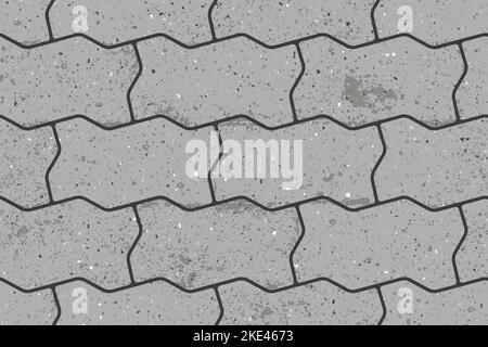 Seamless pattern of pavement with interlocking textured bricks. Vector ...