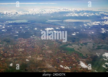 farmed fields near Leon Guanajuato aerial panorama landscape from ...