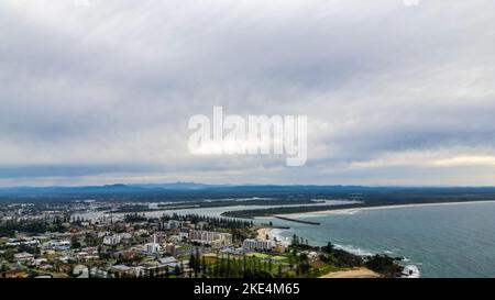 An aerial view of Windmill Hill Reserve in Port Macquarie, Australia ...