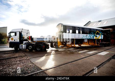EDITORIAL USE ONLY A monorail designed and built by Alstom in Derby ...