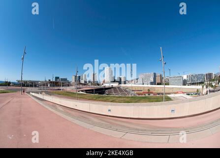 Spain, Parc del Forum; Barcelona, Festival goers enjoying a concert at ...