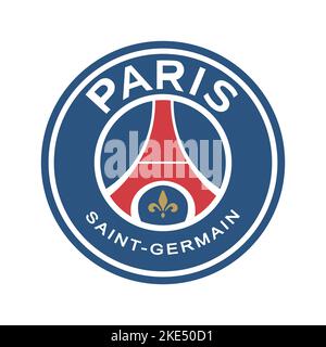 The emblem of Paris Saint-Germain Football Club. PSG. Engraving print ...