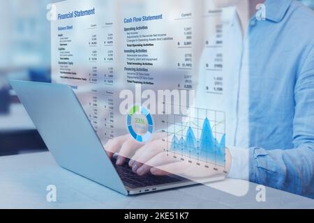 Business graph analysis report. Accounting, on the documents lay ...