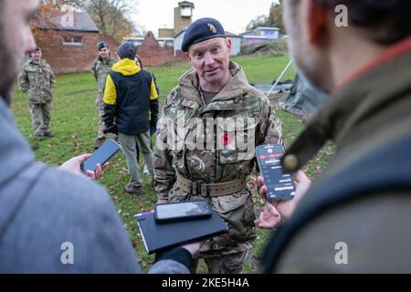 Brigadier Justin Stenhouse speaks during a ceremony at Normandy ...