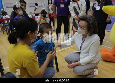 Ingrid Yeung Ho Poi-yan (R), Secretary for the Civil Service, attends a ...
