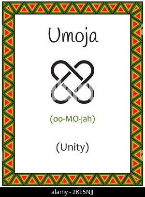 A card with one of the Kwanzaa principles. Symbol Kujichagulia means ...