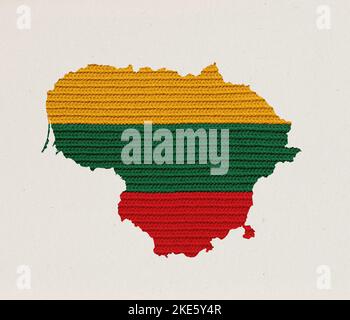 Creative conceptual design. Knitted texture of map of Lithuania as a ...