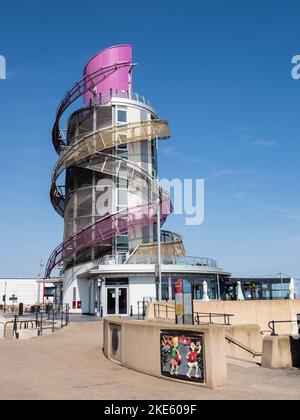 The Beacon Vertical Pier Esplanade Redcar UK Stock Photo - Alamy