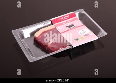 Waitrose Aberdeen Angus Beef Rump Steak in plastic packet vacuum sealed ...