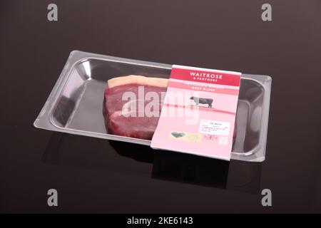 Waitrose Aberdeen Angus Beef Rump Steak in plastic packet vacuum sealed ...