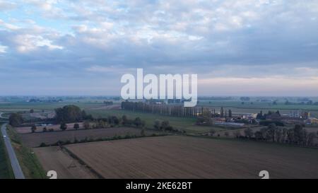 Stagno Lombardo, Italy - November 2022 drone view of rural area near ...