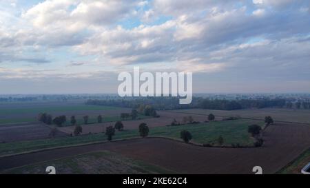 Stagno Lombardo, Italy - November 2022 drone view of rural area near ...