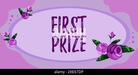 Conceptual caption First Prize, Concept meaning most coveted prize that ...