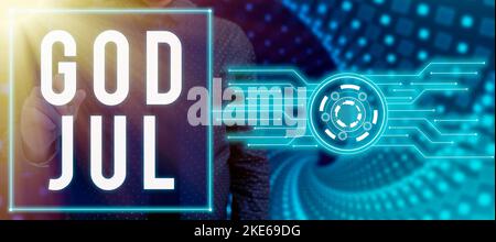 Text sign showing God Jul, Business overview Merry Christmas Greeting ...