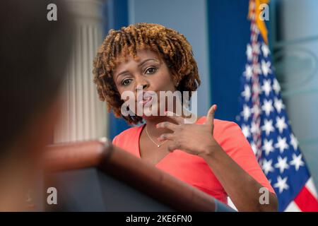 White House press secretary Karine Jean-Pierre speaks during the daily ...