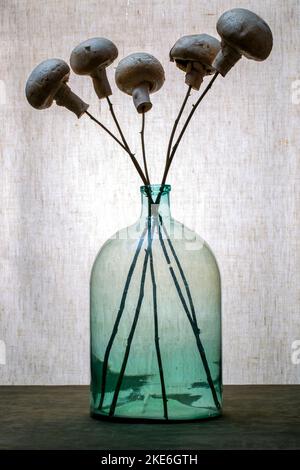 Still life "Bouquet of mushrooms" with mushrooms on wooden sticks Stock ...