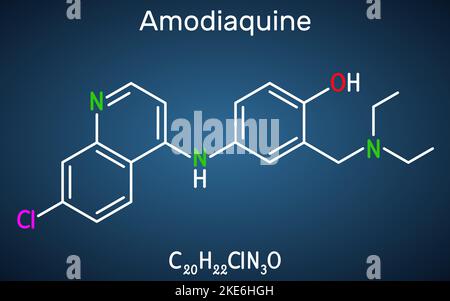 Amodiaquine, ADQ molecule. It is aminoquinoline, used for the therapy ...