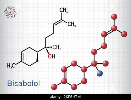 Bisabolol, alpha-Bisabolol, levomenol molecule. It is natural ...