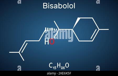 Bisabolol, alpha-Bisabolol, levomenol molecule. It is natural ...