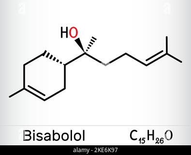 Bisabolol, alpha-Bisabolol, levomenol molecule. It is natural ...