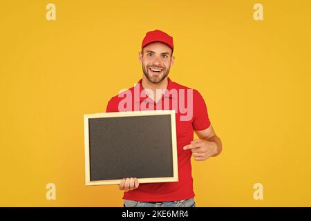 male behind chalkboard. place for useful information. advertisement ...