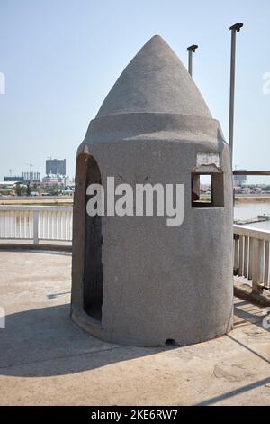 Police Hut on the Chrong Changvar Bridge over the Tonle Sap River Phnom ...