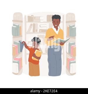 Picking a book in a library isolated cartoon vector illustration Stock ...