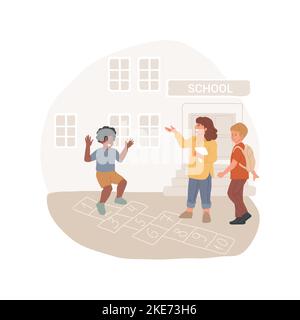 Traditional public school life isolated cartoon vector illustration set ...