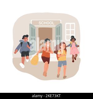 Traditional public school life isolated cartoon vector illustration set ...