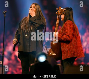 Duesseldorf, Germany. 10th Nov, 2022. In tears, Iranian pop singer ...