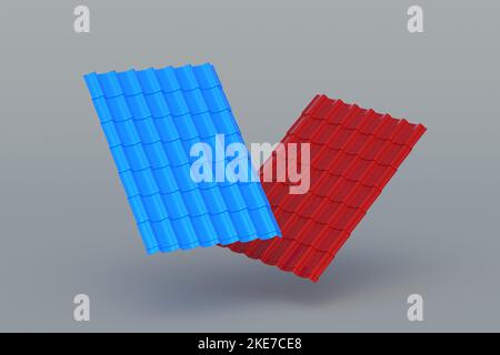 Modern metal roof tile. Contemporary roofing system. Building materials ...