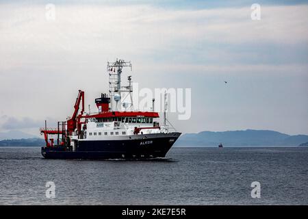 Research and seismic vessel Alkor at Byfjorden, arriving in the port of ...