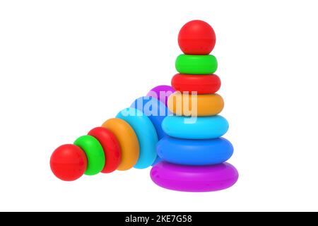 Toy pyramids isolated on white background. 3d render Stock Photo - Alamy